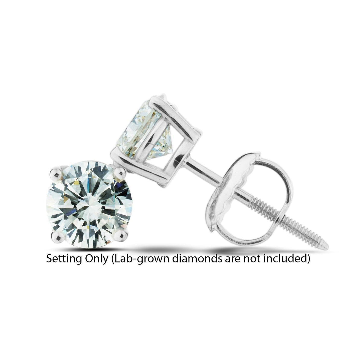 14K Gold 4 Prong Basket Stud Earring Setting Large | Lab-Grown Diamonds