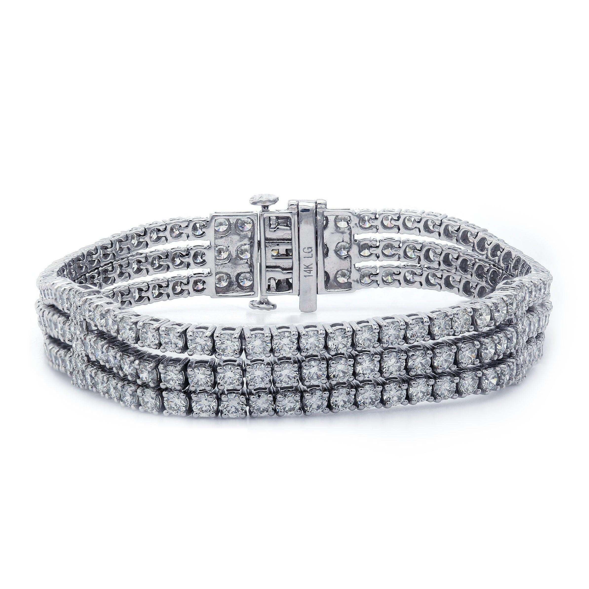 13.00 Ct. T.W. Lab-Grown Diamond 14K White Gold Bracelet | Lab Created ...
