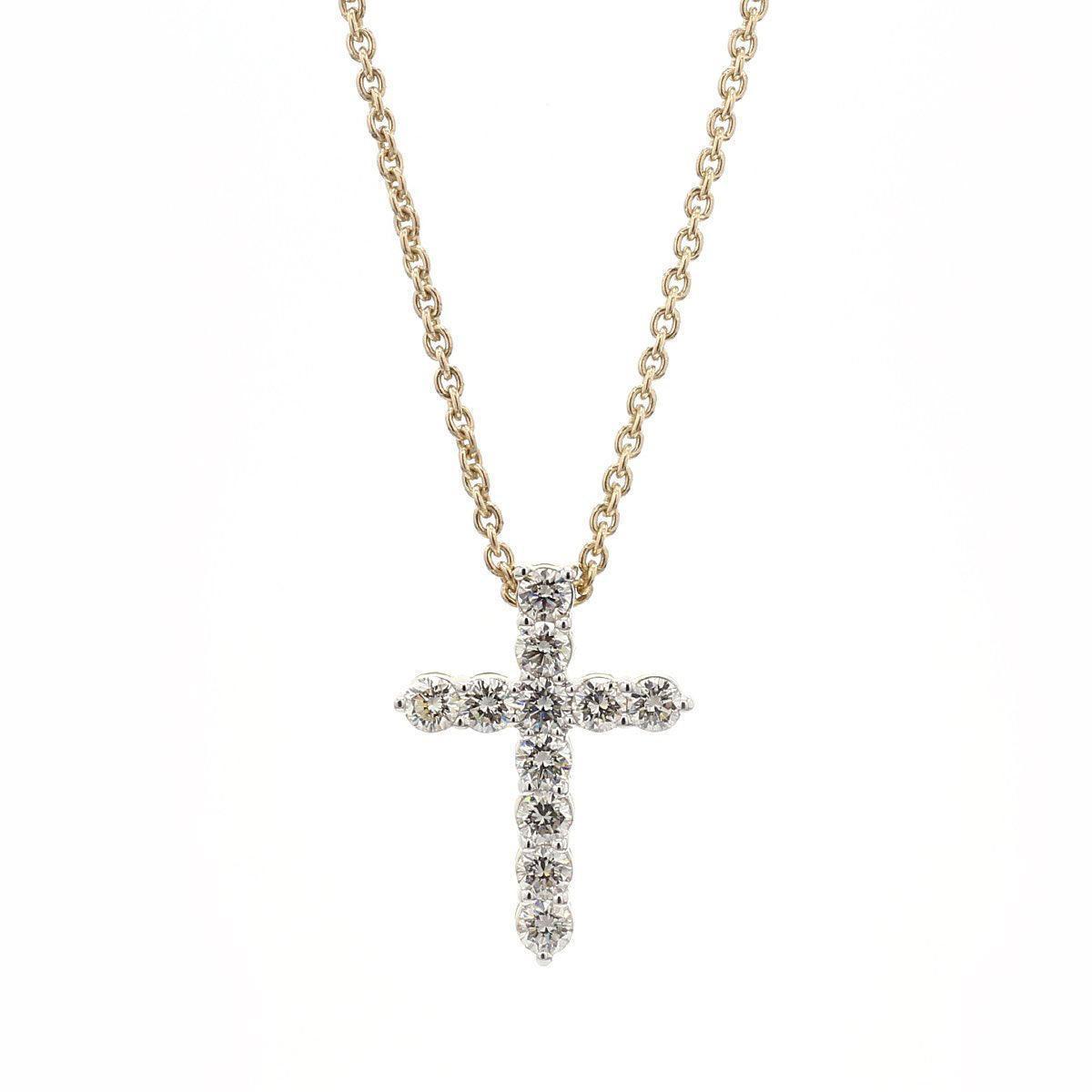 2 1/4 Ct. T.W. Lab Grown Diamond Cross 14K Yellow Gold Pendant | Lab ...