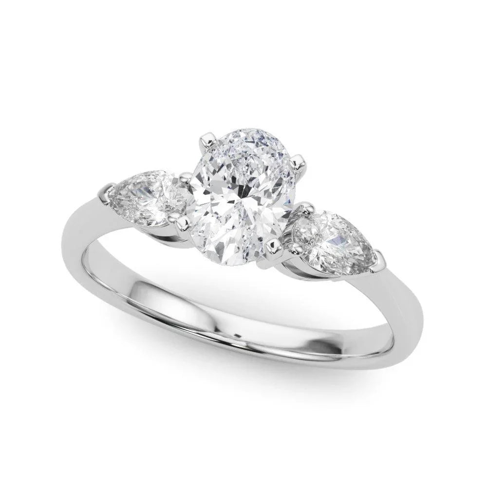 Fancy Shaped Diamond Engagement Ring for Women | Oval Diamonds | 3 Stone