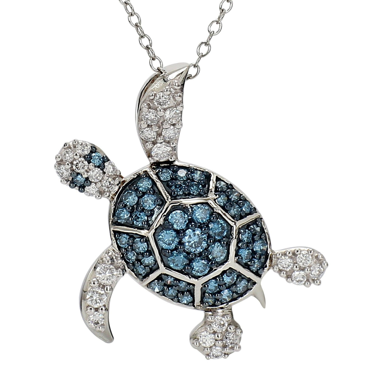 1 Carat Blue & Diamond Turtle Pendant Jewelry| Lab Created Diamonds