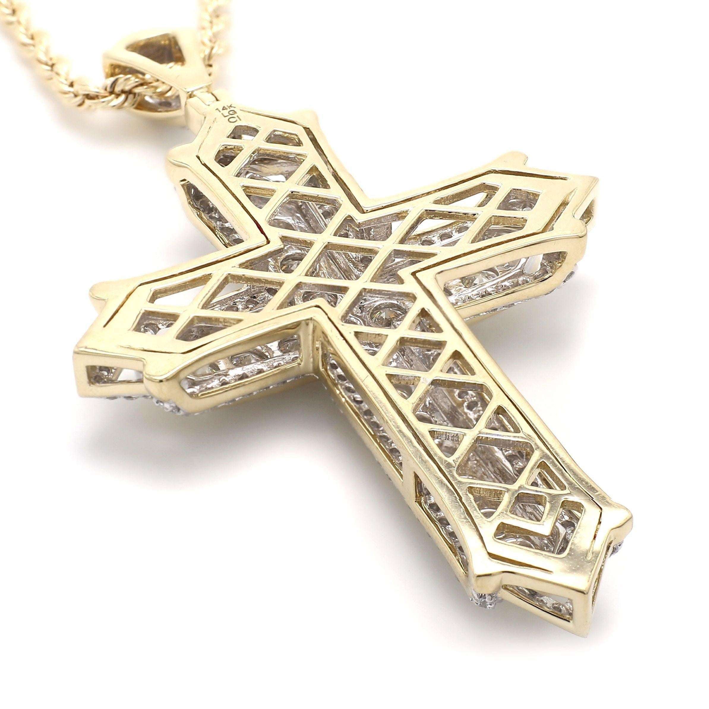 6.00 Ct. T.W. Lab Grown Diamond Cross 14K Yellow Gold Pendant | Lab ...